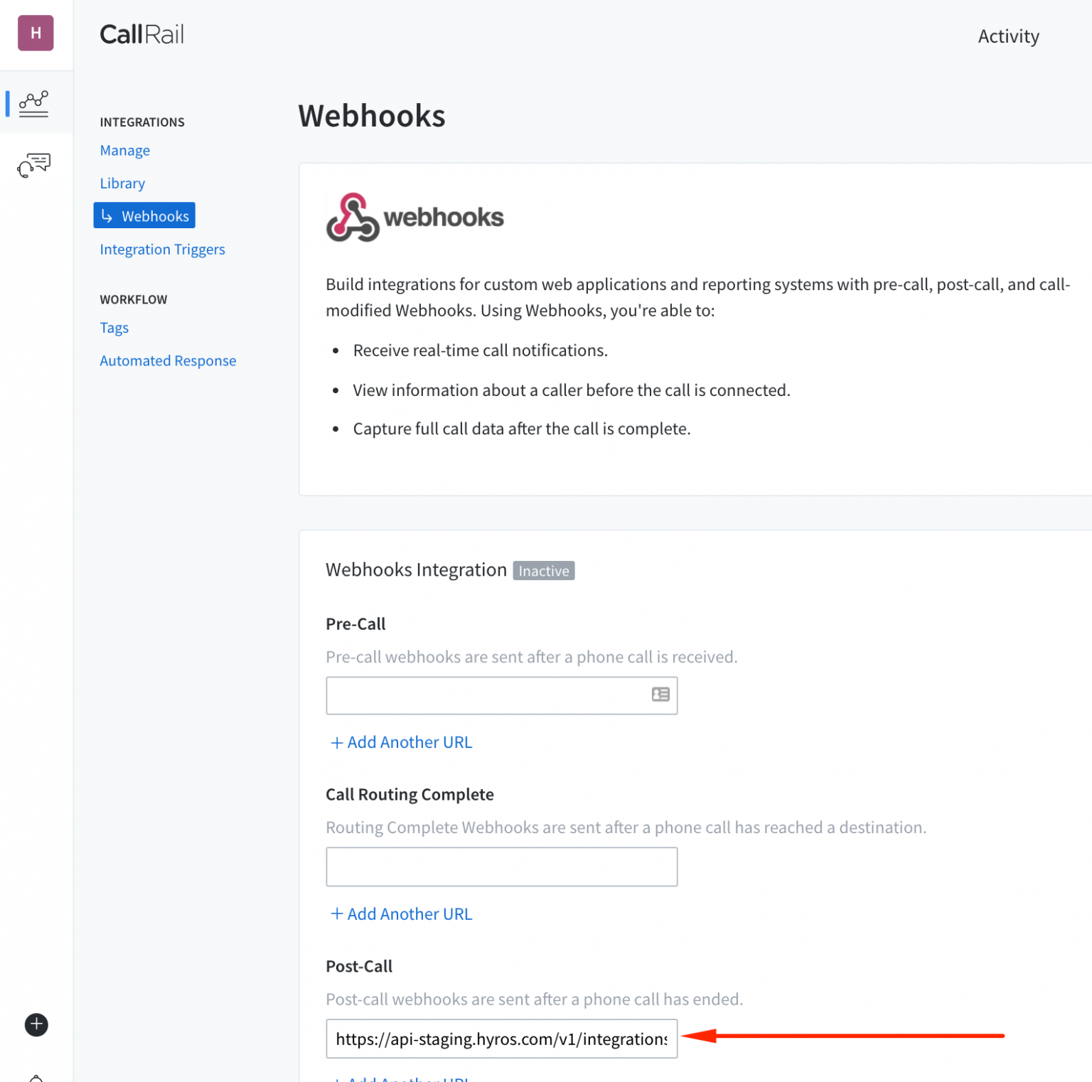 CallRail Integration | Hyros Documentation