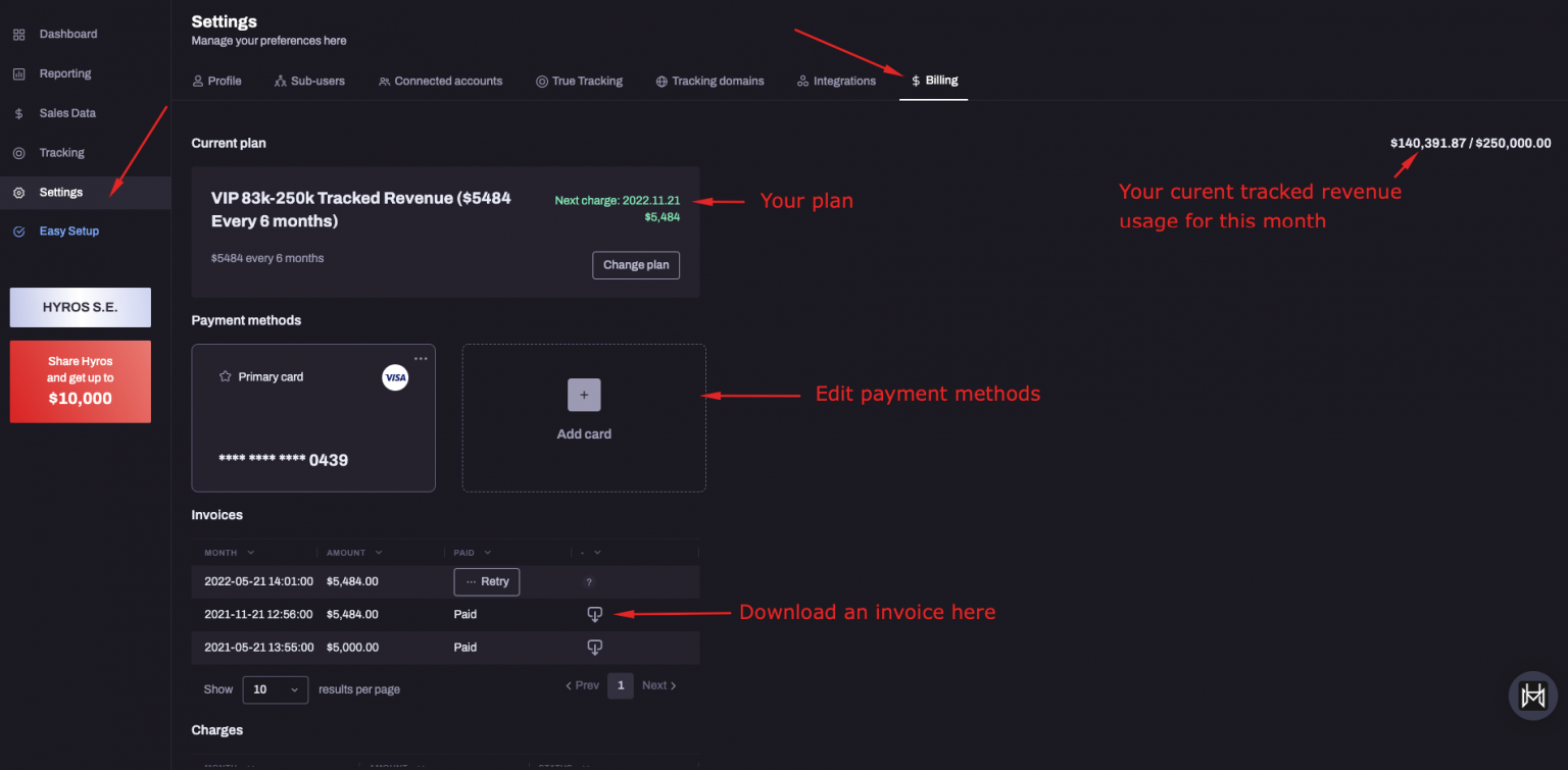Hyros Billing Plans Hyros Documentation
