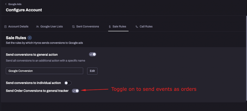 Option B – Sending Hyros Events to a Brand New Google Pixel/ New Conversion Action | Hyros ...