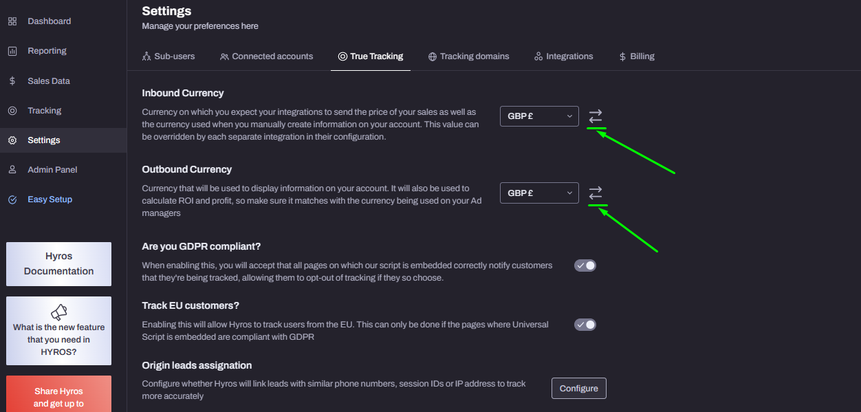 Currency Conversion | Hyros Documentation
