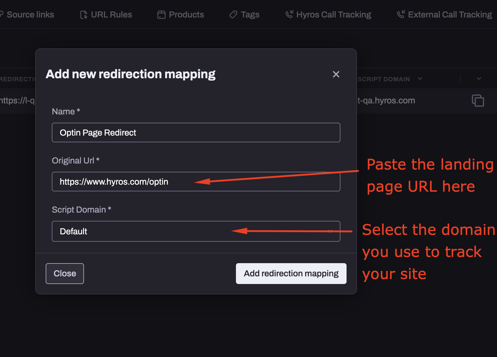 Redirection Tracking | Hyros Documentation