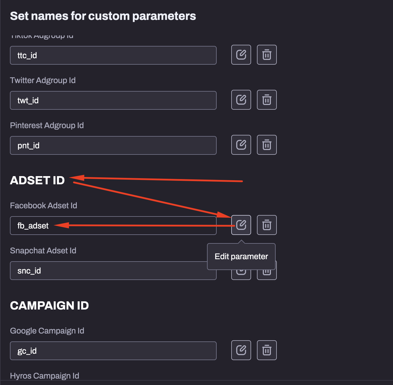 Tracking Custom Parameters | Hyros Documentation