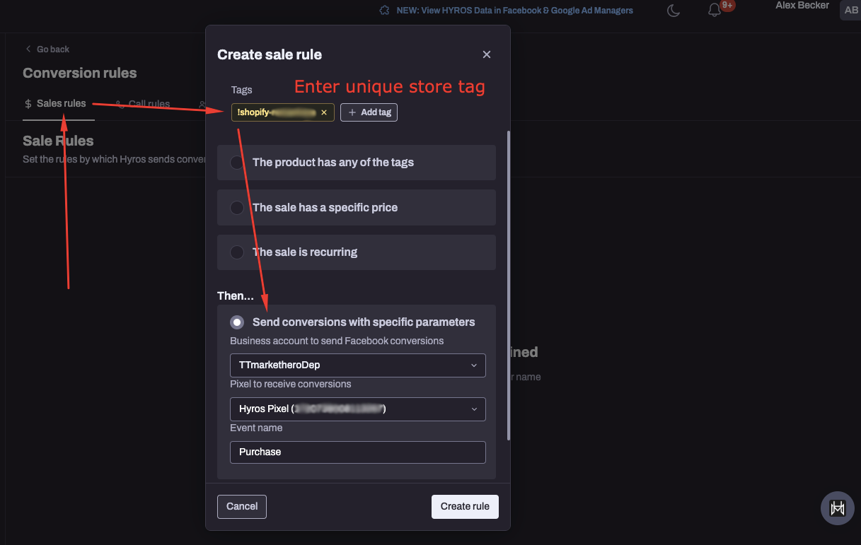 Custom Conversion Rules | Hyros Documentation